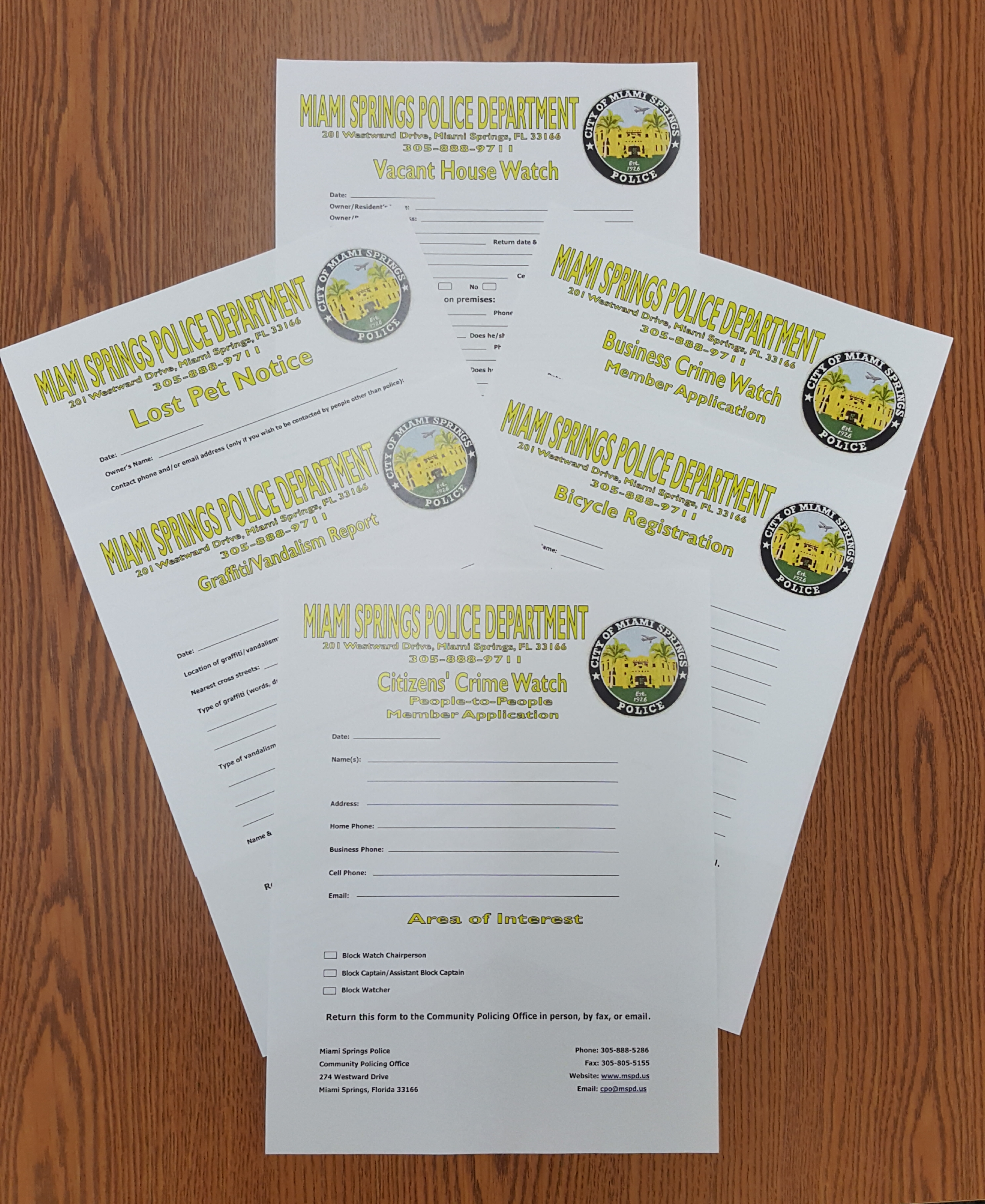Forms & Reports | Miami Springs FL
