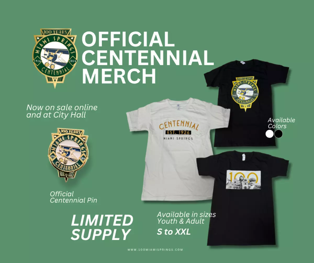Centennial Merchandise Now Available! | Miami Springs FL